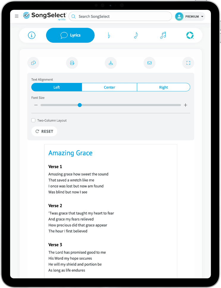 CCLI의 SongSelect - 노래, 가사, 화음 및 성창기도