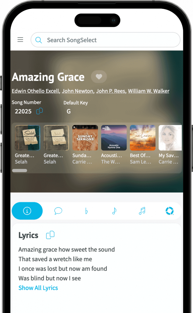 CCLI의 SongSelect - 노래, 가사, 화음 및 성창기도